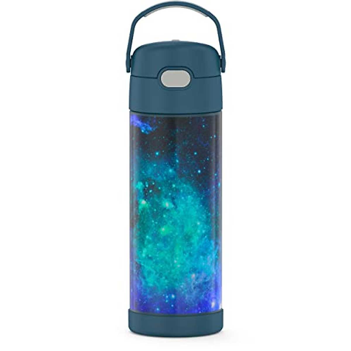 THERMOS FUNTAINER 16 Ounce Stainless Steel Vacuum Insulated Bottle with Wide Spout Lid, Galaxy Teal