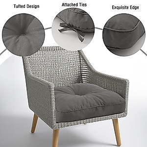 idee-home Outdoor Chair Cushions Set of 2, 5" Thick Outdoor Seat Cushion Waterproof Patio Furniture Cushions with Ties, Dining Chair Cushions 19" x 19" Indoor Chair Pads