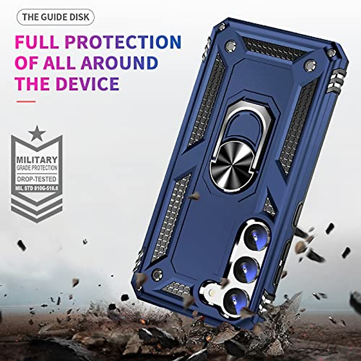Cases for Samsung Galaxy S23 5G Case with Screen Protector [Military Grade Drop] Heavy Duty Silicone Rugged Shockproof Protective Cover for Samsung Galaxy S23 5G Phone Case with Ring Kickstand Hard