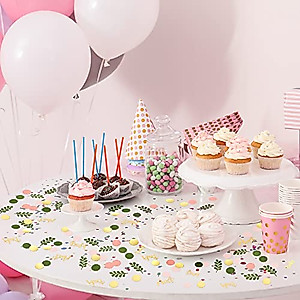 400 Pcs Greenery Baby Shower Confetti Scatter Decorations, Sage Olive Green Table Confetti Dots with Eucalyptus and Gold Baby Confetti Scatter for Baby Shower Gender Reveal Decor