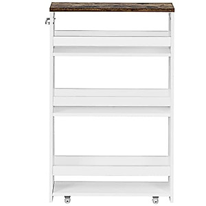 JYDQM 4-Layer Rolling -Thin Practical Storage Cart Tower Kitchen Storage Box Handle White Storage Cart