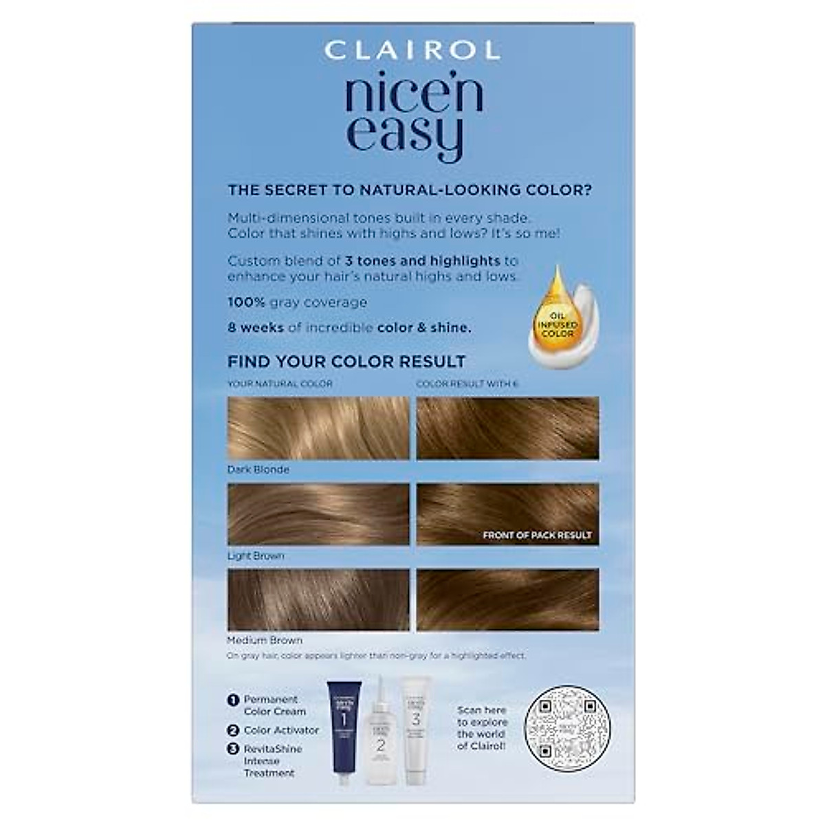 Clairol Nice'n Easy Permanent Hair Dye, 6 Light Brown Hair Color, Pack of 1
