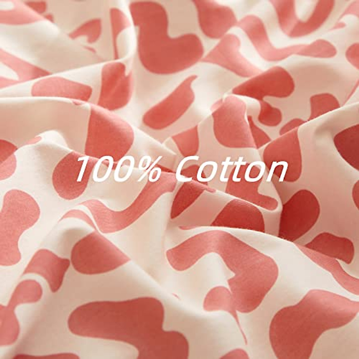 AOJIM Animal Leopard Duvet Cover Cheetah Print Bedding Set 100% Cotton Soft Quilt Cover White and Pink Comforter Cover 1 Queen Size Duvet Cover 2 Pillowcases (no Comforter)