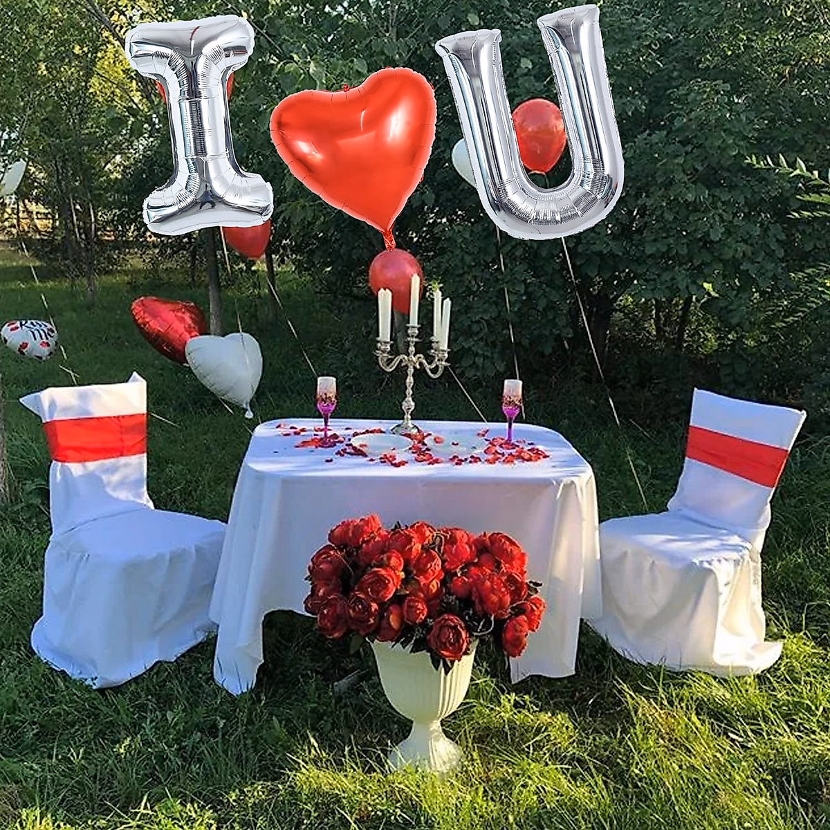 TONIFUL 40 Inch I Love You Balloons Huge I Heart YOU Foil Letter Balloons Heart Shaped Balloons Decoration for Valentine's Day Wedding Bridal Shower Anniversary Engagement Party Supplies（Silver 3Pcs）