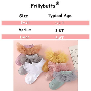 Frillybutts 5 Pairs Girl Lace Tutu Socks Baby toddler Girls Eyelet Turn Cuff Ruffle Lace Socks Triple Lace Dressy Socks 1-3T