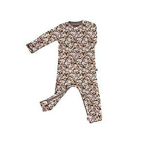 GUNAMUNA günamüna Unisex Baby, Toddler Ultra-Soft Bamboo Pajama, Coverall Romper Sleeper w/Diaper Zipper for Easy Changing, Garden, 3-6 Months