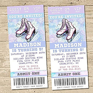 Ice Skating Birthday Party Ticket Invitations