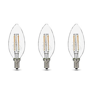 Amazon Basics 60W Equivalent, Clear, Daylight, Dimmable, 15,000 Hour Lifetime, B11 (E12 Candelabra Base) LED Light Bulb | 3-Pack