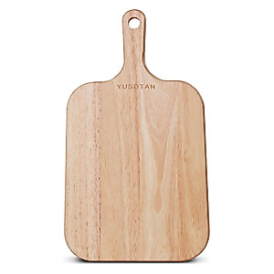 YUSOTAN Rubber Wood Cutting Board with Handle - Versatile for Meat, Cheese, Vegetables, Bread, and Charcuterie - Decorative Serving Board for Kitchen and Dining Room. Size: 13" x 8"