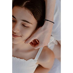 JoycuFF Mother and Son Morse Code Bracelets for 2 Mothers Day Birthday Gifts for Mom Mummy from Son Obsidian Beads Handmade Simple Funny Jewelry for Her