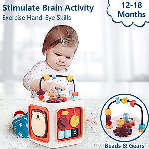 iPlay, iLearn Baby Learning Activity Cube, Montessori Sensory Toys for Toddlers 1-3, Infant Educational Busy Center, Travel Carseat Toy, Birthday Gifts for 6 9 12 18 Month, 1 2 3 Year Old Boys Girls
