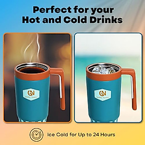 40 oz Travel Tumbler with Removable Infuser- Double Wall Vacuum Insulated Leak Proof Tumbler with Handle, Stainless Steel Travel Mug with Lid for Tea Coffee &Juice Sports Water Flask Cup 2-in-1