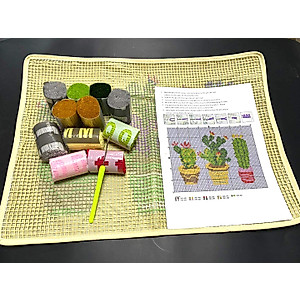 HCDMRE Tapestry Kits Latch Hook Rug Kits Carpet Embroidery Latch Hook Rug Needlework Button Package DIY Rugs Hook Rug Point Rug Cactus