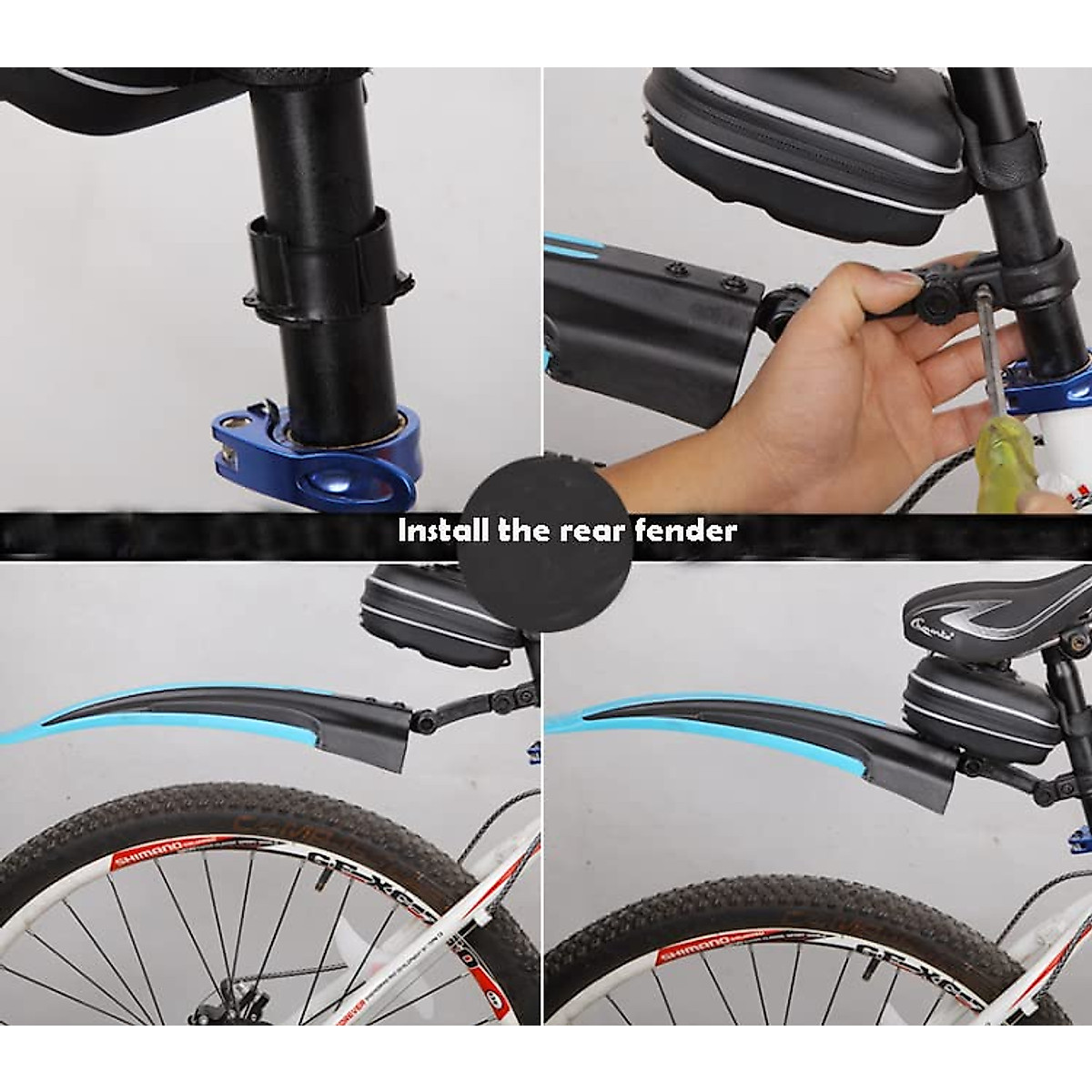 WIROJ Adjustable Road Mountain Bike Bicycle Cycling Tire Front and Rear Mud Guards Mudguard Fenders Set (Red & Black)