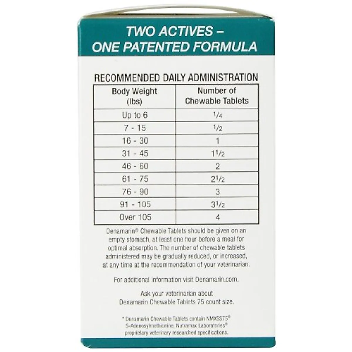 Nutramax Denamarin Liver Health Supplement for Dogs, With S-Adenosylmethionine (SAMe) and Silybin, 30 Chewable Tablets