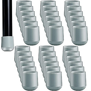 36 Pieces 7/8 Inch Folding Chair Leg Caps Heavy-Duty Plastic Chair End Caps Non-Marring Furniture Glides Round Hardwood Floor Protectors (Grey)