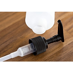 4 oz / 120 ml Clear Natural Refillable Plastic Squeeze Bottle with Black Lotion Pump (12 Pack) + Labels