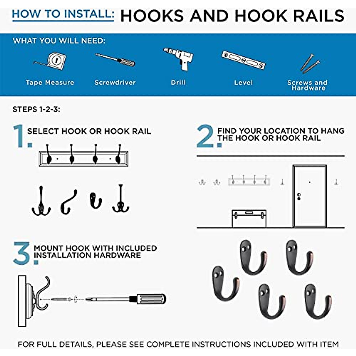 HARPOON 5 Piece Single Prong Robe Hook, Farmhouse Coat Hooks Oil-Rubbed Bronze