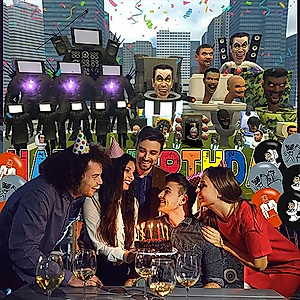 Skibidi Toilet Birthday Party Decoration,Skibidi Toilet Party Photo Background 5 x 3 FT and 18 Pcs Balloon,Skibidi Toilet Party Backdrop Supplies