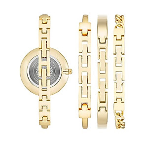 Anne Klein Women's Japanese Quartz Dress Watch with Metal Strap, Gold, 4.5 (Model: AK/1470WTST)