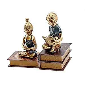 Bellaa 22951 Boy Girl Bookends Studious Reading Scholar Bookrack Book End 8 inch