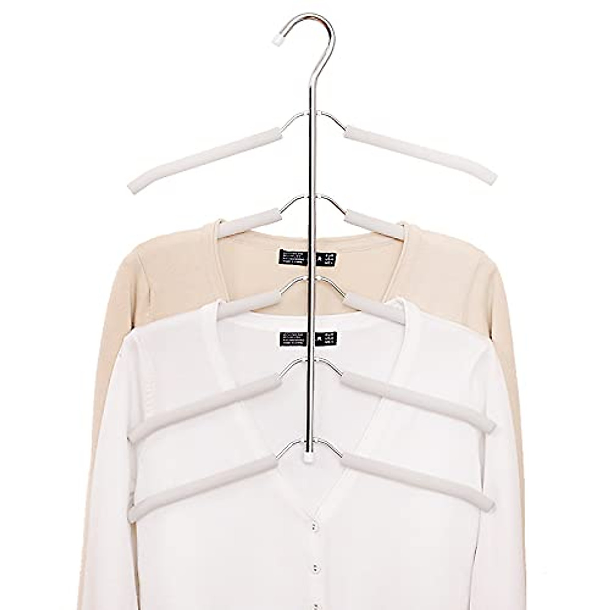 JFFLYIT Blouse Tree Hangers Multi-Layer Clothes Hangers 3 Pack 5 in 1 Non Slip Space Saving Closet Organizer Stainless Steel Shirt Hangers Coats Hangers(3 Pack)