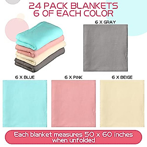 24 Pack Fleece Throw Blankets Assorted Fuzzy Cozy Blanket Bulk Throws for Sofa,50 x 60 Inches Soft Plush Microfiber Blanket Anti-Static Warm Lightweight Bed Travel Queen Blanket for Home Couch Wedding