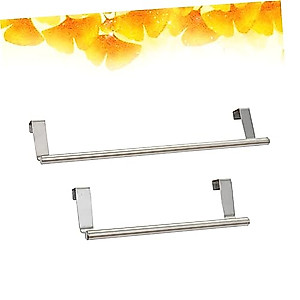 Angoily 2pcs Cabinet Towel Holder Kitchen Dish Rack Bathroom Towel Hanger Over The Cabinet Towel Hanger Stainless Steel Towel Hanger Over The Door Towel bar Cupboard Towel Rack