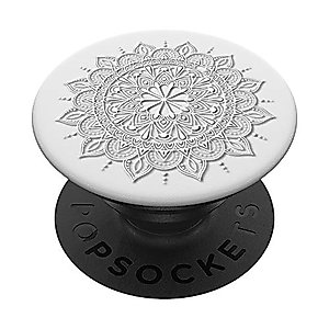 White Henna Mandala Floral Lace Phone Popper PopSockets Swappable PopGrip