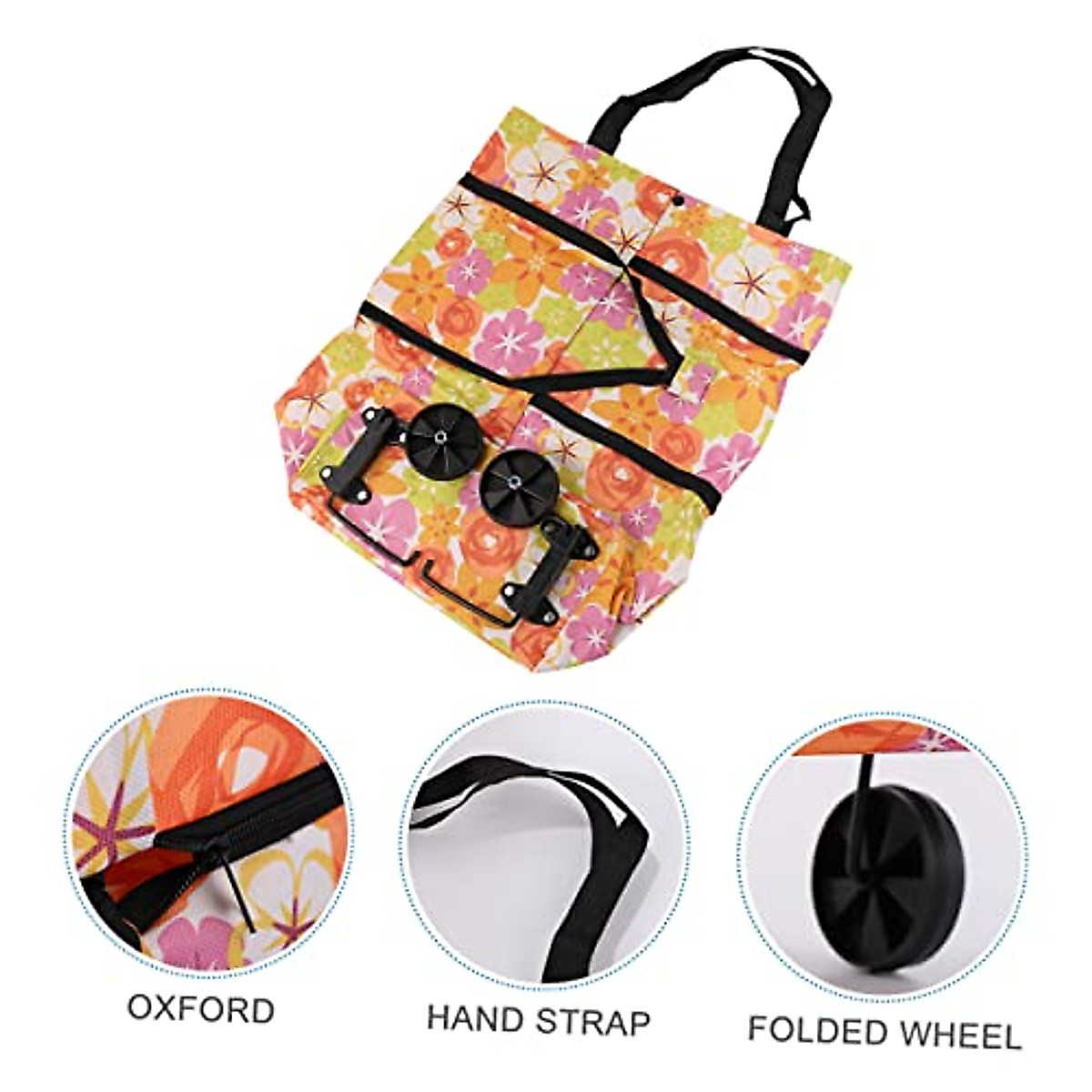 Ciieeo Shopping Bag Foldable Tote Bag Trolly Cart with Wheels Foldable Cart Folding Trolley Cart Shopping Bag with Wheels Trolley Shopping Bags Grocery Tote Folding Shopping Cart Bag Tram