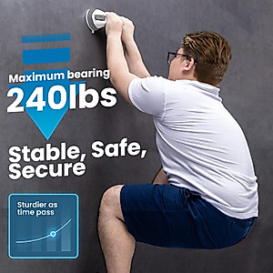 LEVERLOC Shower Grab Bar, 2 Pack 12 Inch Suction Grab Bars for Bathtubs and Showers for Elderly, Shower Grab Bars for Seniors Bathroom Safety Shower Handle for Elderly, No Drilling Removable,Grey