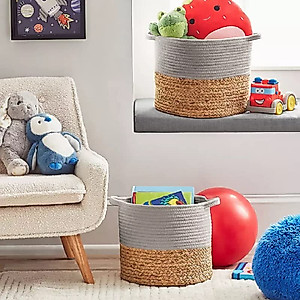 MEMBER'S MARK 2-Piece Cylinder Rope & Hyacinth Basket Set (Grey, 2)