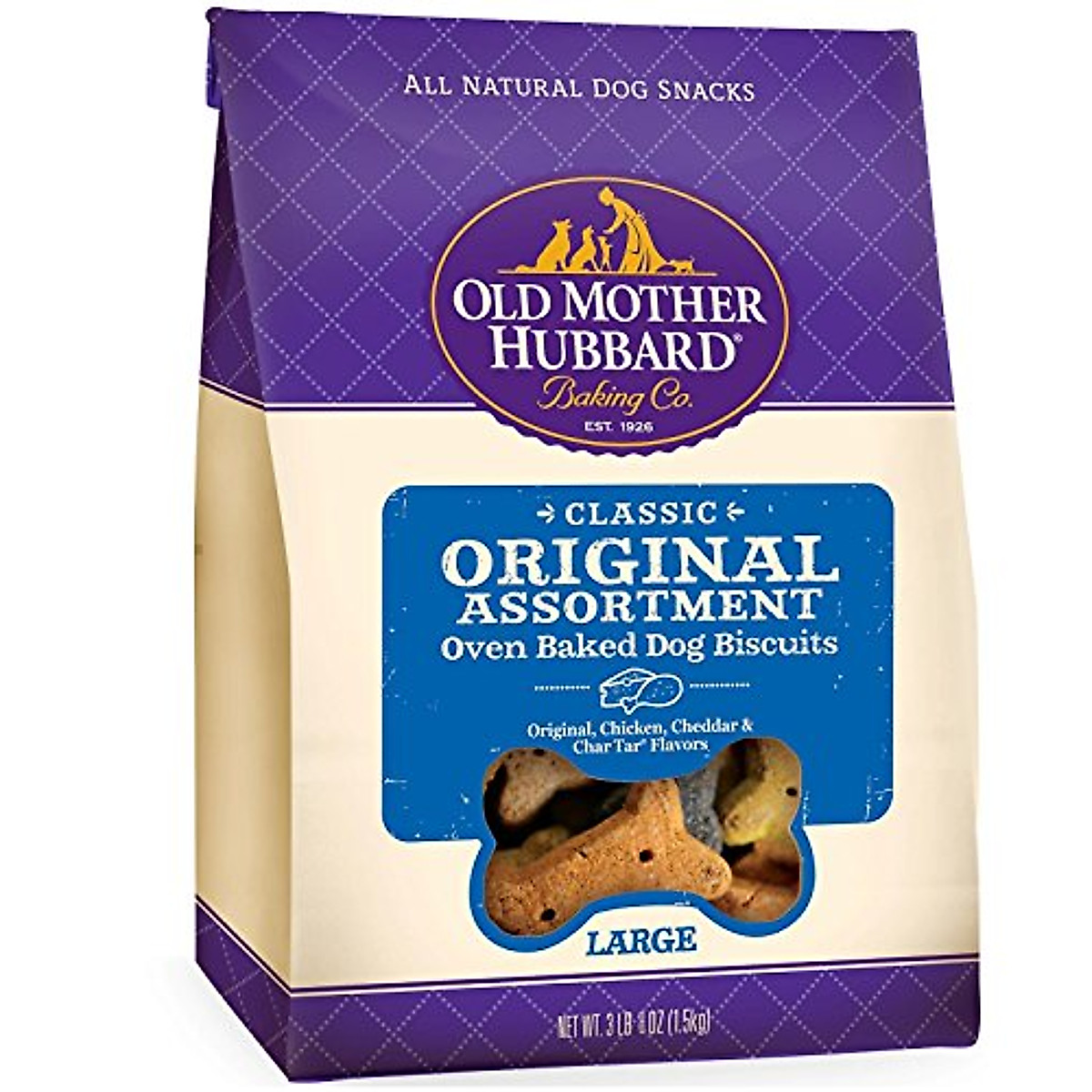 Old Mother Hubbard by Wellness Classic Original Mix Natural Dog Treats, Crunchy Oven-Baked Biscuits, Ideal for Training, Large Size, 3.5 pound bag