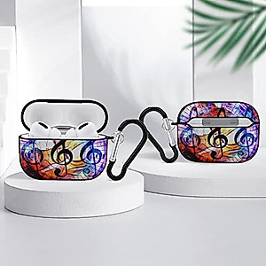 Dream Music Notes Airpods Pro Case Bluetooth Fashion Portable Shockproof and Anti-Scratch Headphone Charging Case Protective Case for Airpods Pro with Keychain Chain Gift Unisex
