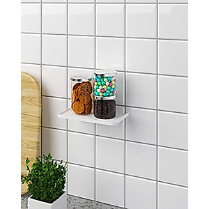 AREAJD 2 Pack Adhesive Wall Shelf, Stick on Shelf, Floating Shelves Wall, Bedside Shelf Wall Mount, Phone Holder for Wall, Acrylic Outlet Shelf for for Security Cameras, Baby Monitors, Speakers