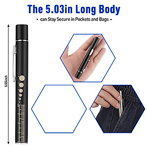 Honoson Pen Light, Reusable LED Penlight for Students Doctors Nurses with 2 Light LED Sources, USB Rechargeable, Extra Warm Light Bulb, Pocket Clip (Black, Silver,2 Pieces)