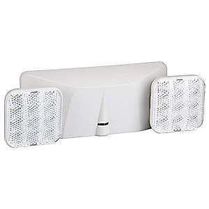Sunlite 05268-SU LED Emergency Light Fixture, 2.4 Watts, 120-277 Volt, Dual Heads, 90-Minute Battery Backup, Wall or Ceiling Mount, IP20, UL Listed, White