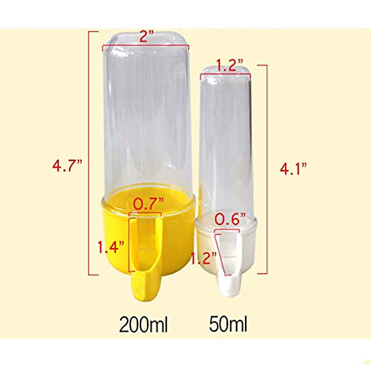 SEIS 3 Pack Bird Water Dispenser with Spoon Small Animal Foods Bowl Mynah Bottle Parrot Drinking Fountain 50ML/200ML Automatic Feeder Random Color (200 ML)