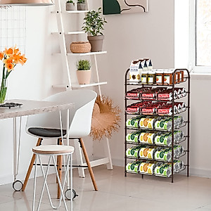 DOMYDEVM Can Rack Organizer 7-Tier Can Storage Organizer Free Standing Beverage Soda Can Storage Dispenser Holder for Kitchen Pantry, Bronze