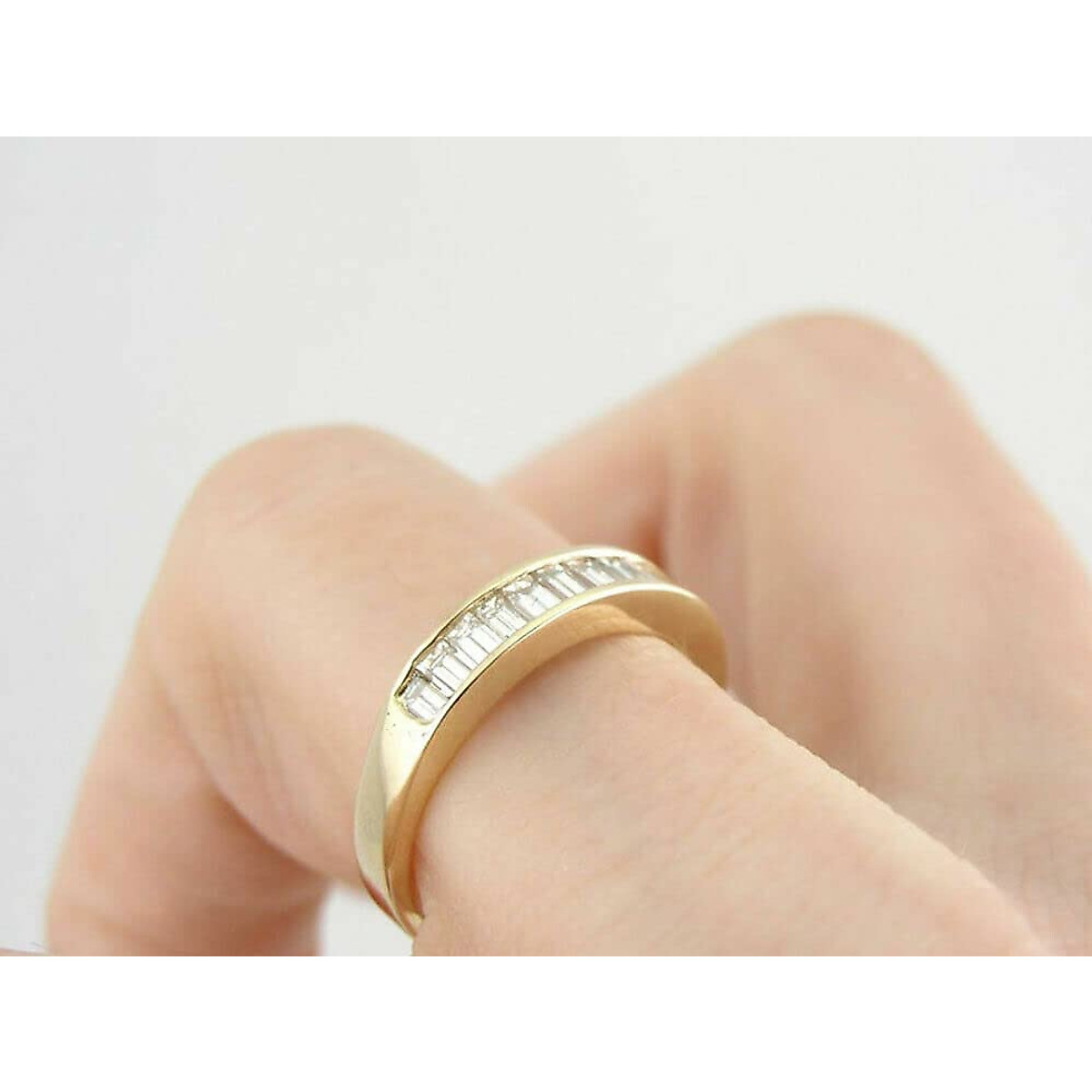 1 Ct Baguette Diamond Channel Set Wedding Engagement Band Ring 14K Yellow Gold Finish 925 Sterling Silver Handmade Gorgeous Stacking Matching Gift For Her