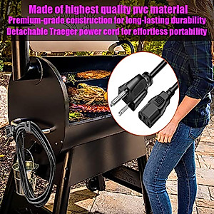 DONSIQIZZ Pellet Smoker Grill Power Cord Kit Replacement Part Compatible with Traeger Ironwood 650 & 885, Pro Series 575 & 780, Timberline 1300 & 850, 6 Feet，Black