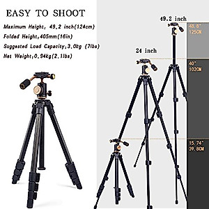 YoTilon Tripod for Camera, Portable Lightweight Travel Camera Tripod for DSLR, 360 Degree SLR Ball Tripods with 1/4 Plate for Canon Nikon Sony, Best Choice for Travel and Work.