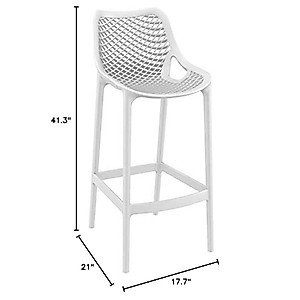 Home Square Polypropylene Patio Bar Stool in White - Set of 2