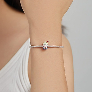 925 Sterling Silver Pop Can Charm Milk Box Charm Ice Cream Charm Cake Charn Biscuit Charm Coffee Charm Cup Charm for Pandora Charm Bracelet (Ice Cream)