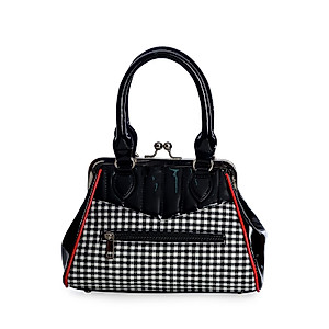 Lost Queen Women's Rockabilly Cherry Skulls Handbag Retro Kisslock Purse