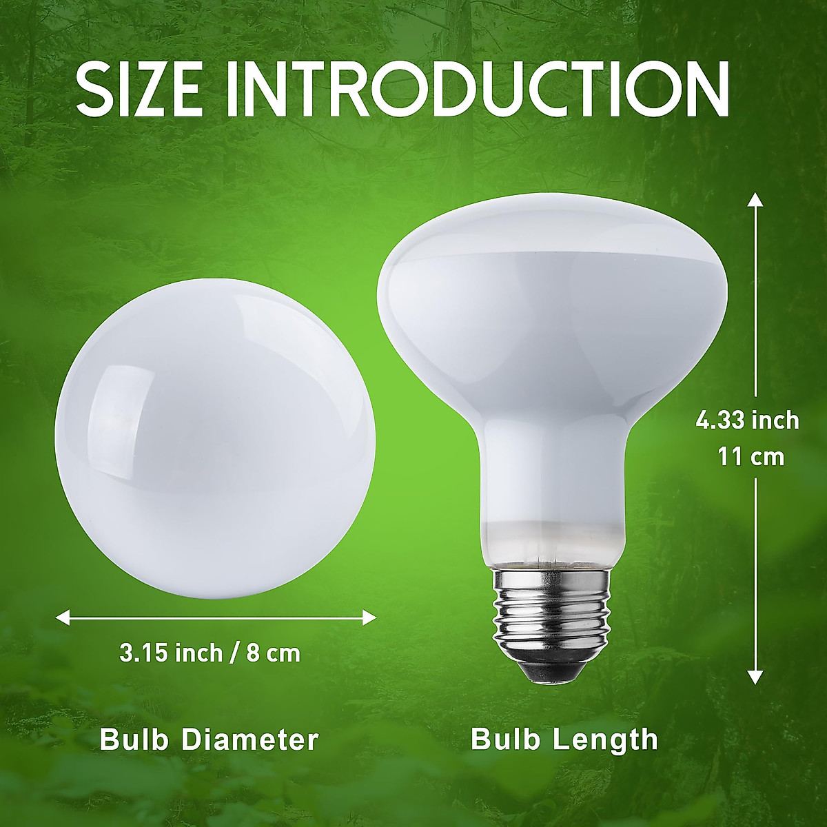 Jugbuy Reptile Heat Lamp Bulb, 100 Watt UVA Daylight Basking Spot Light for Bearded Dragon, Turtle, Lizard, Snake, Tortoise, Chameleon, Amphibians - 2 Pack