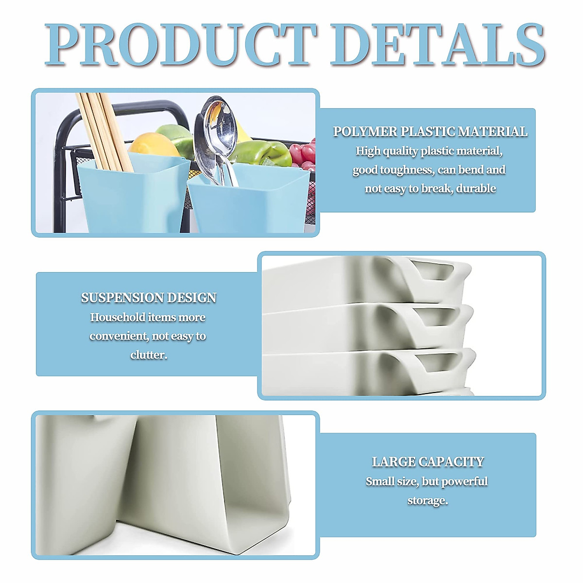 SMGSP 5 Pack Cart Hanging Cup Holder, Rolling Cart Accessories Utility cart Accessories Hanging Bins, Pencil Holder Hanging Trolley Basket, Planter Hanging Buckets for Home Kitchen (Green)