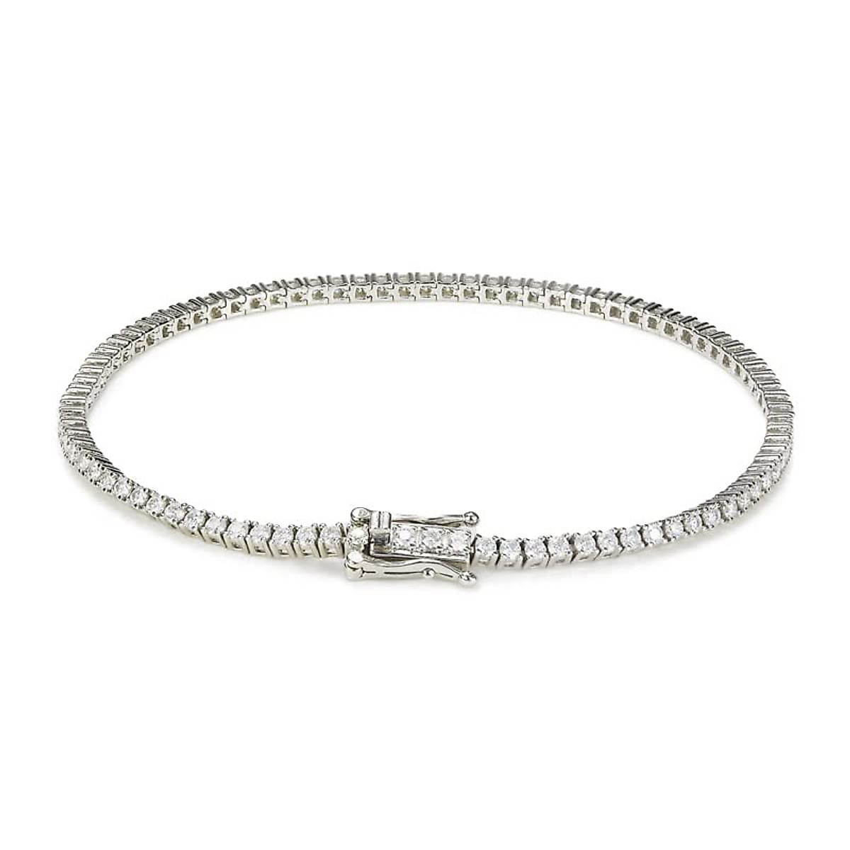 tianzuan Hip Hop Iced Out 925 Silver Moissanite Tennis Chain Bracelet 2mm width VVS White Round Synthetic Diamond Jewelry(6.5 inches)