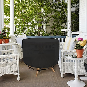 Patio Table Chair Cover Black, 23" DIA X 18"H, Outdoor Table Chair Cover,Outdoor Patio Furniture Cover Waterproof for Deck Box , Coffee Table and Chairs