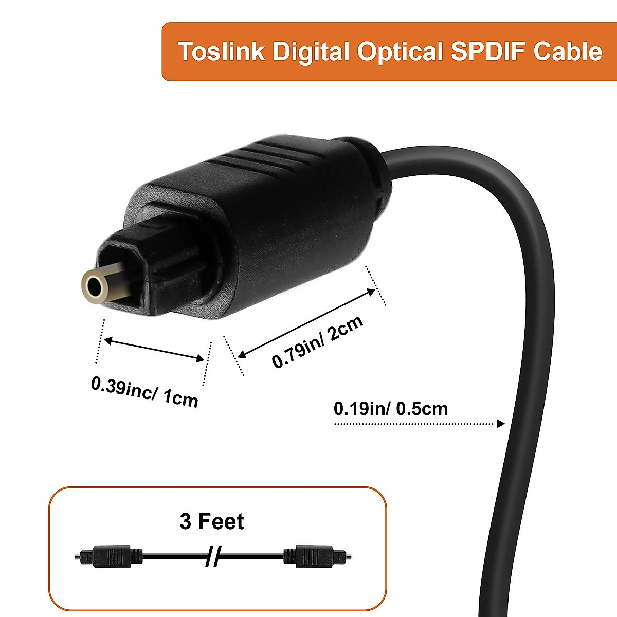 J-Tech Digital Toslink Digital Optical Audio SPDIF Cable 3ft